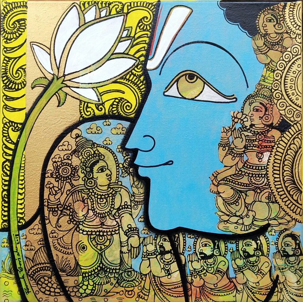 RG19M Ramesh Gorjala - 15'' by 15'' - Oil on Canvas - Religious ...