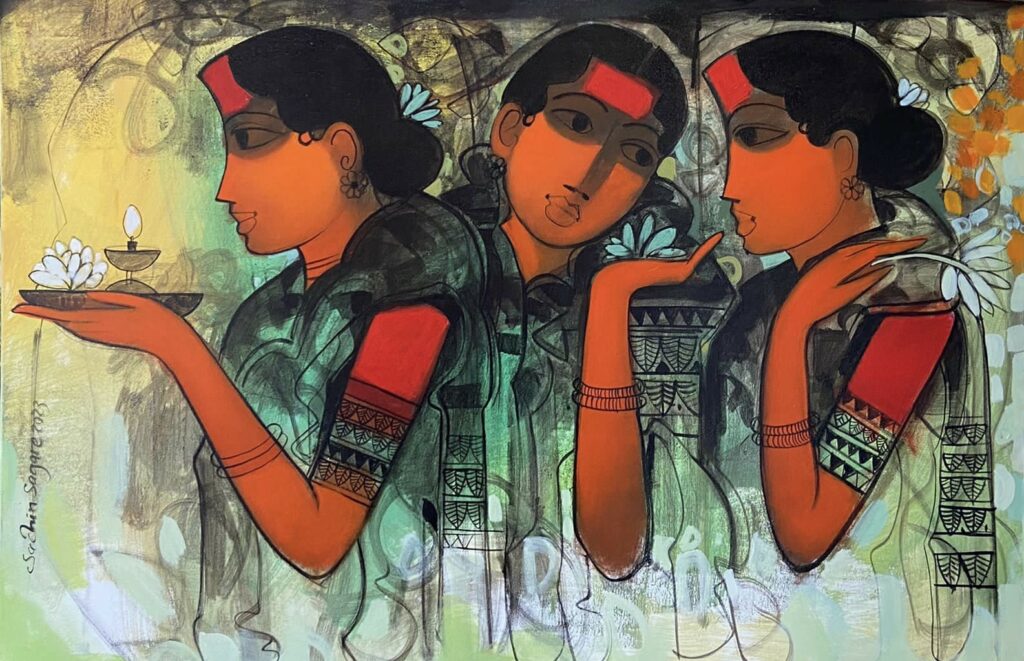 SSG80M Sachin Sagare - 24’’ by 36’’ - Acrylic on Canvas - Women ...