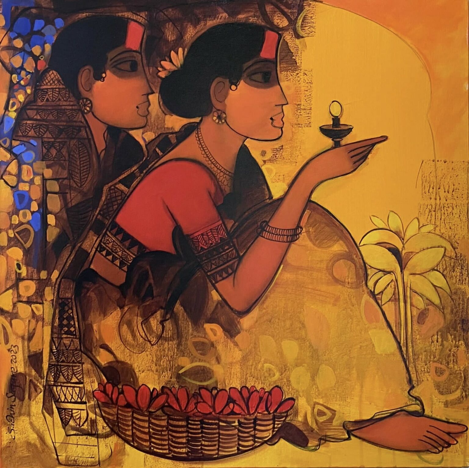 SSG81M Sachin Sagare - 30'' by 30'' - Acrylic on Canvas - Women ...